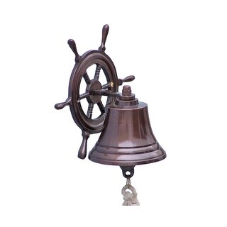 Antique Copper Hanging Ship Wheel Bell - 7" - Bed Bath & Beyond - 35734202