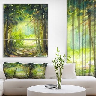 Designart "Pathway in Summer Forest" Landscapes Print on Wrapped Canvas ...