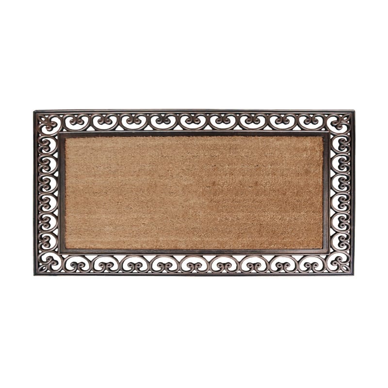A1 Home Collections Rubber and Coir Paisley Border Doormat 30X48, Heavy ...