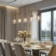 Haye Modern Gold Brass 5-Light Chandelier Seeded Glass Kitchen Island ...
