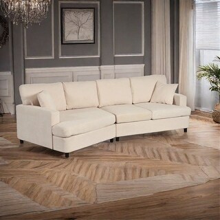 U-Style 3 Seats Streamlined Sofa with 2 pillows - Bed Bath & Beyond ...