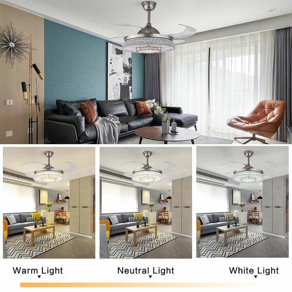 Crystal LED Chandelier Invisible Ceiling Light Lamp w/ Remote Control ...