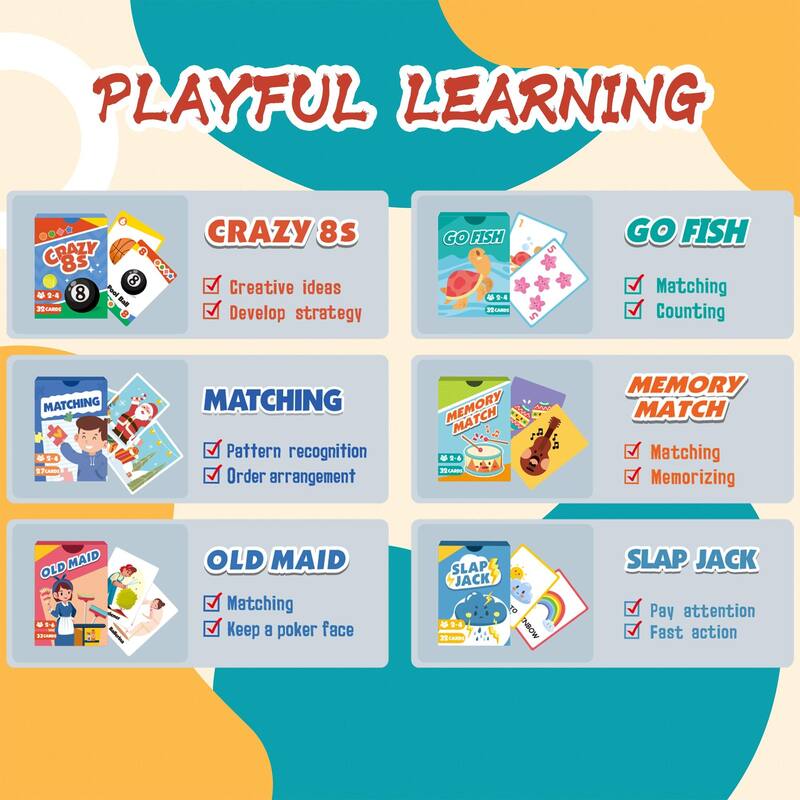 GSE 6-in-1 Classic Kids Card Games: Go Fish, Old Maid, Crazy 8's ...