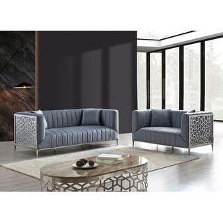 City Lights Sofa and Loveseat Set, Gray Velvet - Bed Bath & Beyond ...