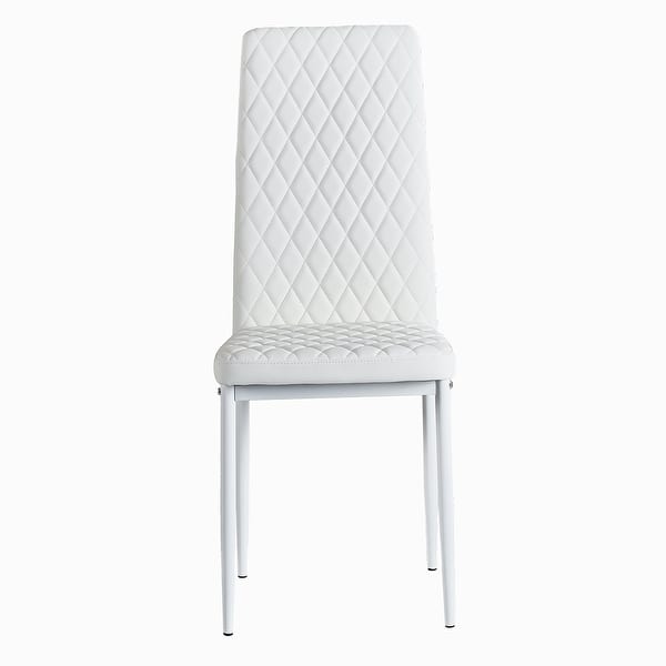 Modern Dining Chair Fireproof Leather Sprayed Metal Pipe Diamond Grid ...