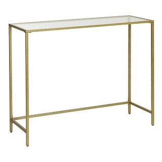Kin 39 Inch Sofa Table Metal Console Tempered Glass Shelf Gold Clear ...