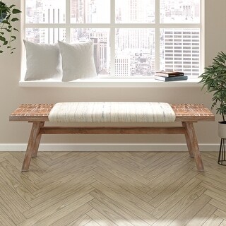 Sevita Brown/Multi Striped Accent Bench - 50" L x 16.5" W x 18" H - Bed ...