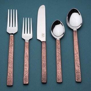INOX Urban Chiseled Antique Copper Flatware 5 Pcs. Set - Bed Bath & Beyond - 31814374