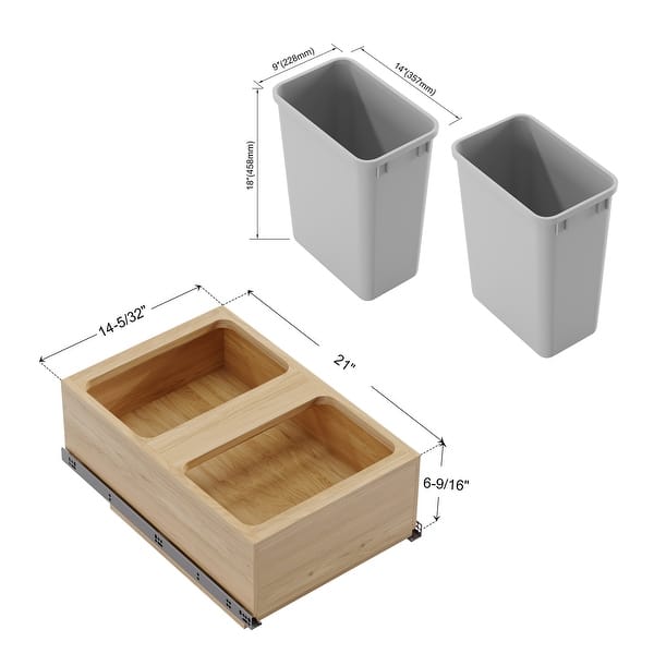 Dowell Trash Can Pull Out Set - 18" Wide w/Wood Base - Bed Bath ...
