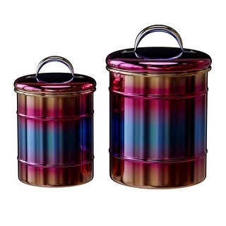 Set of 2 Iridescent Rainbow Storage Canisters with Lids - Bed Bath ...