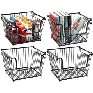 Stackable Metal Storage Organizer Bin Basket - Large, 4 Pack - Bed Bath ...