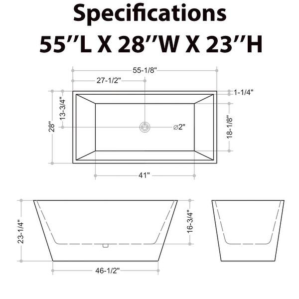 CB HOME 55''/59''/67'' Freestanding Acrylic Bathtubs,Modern Spa Deep ...