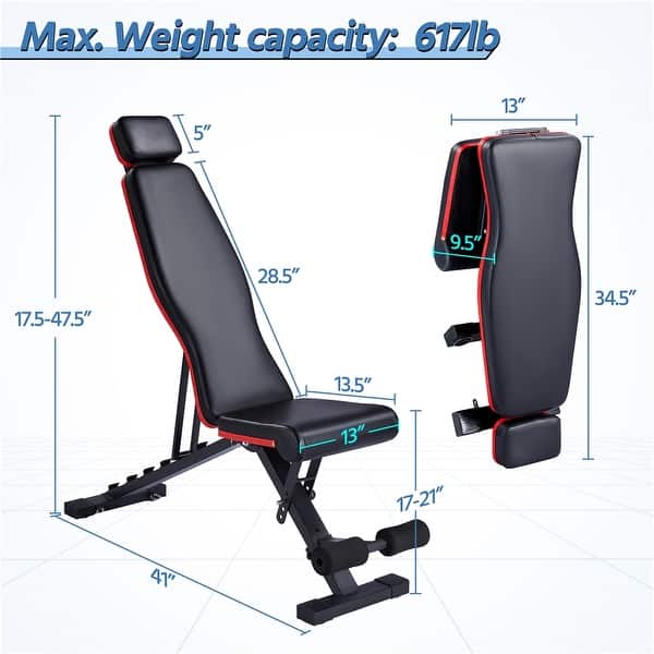 Yaheetech Foldable Weight Bench Strength Training Bench for Home Gym ...