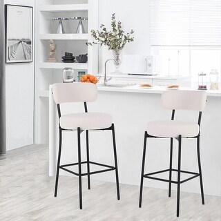 Plush Comfort Bar Stools Set of 2 with Backrest Seat Height Bar Stools ...