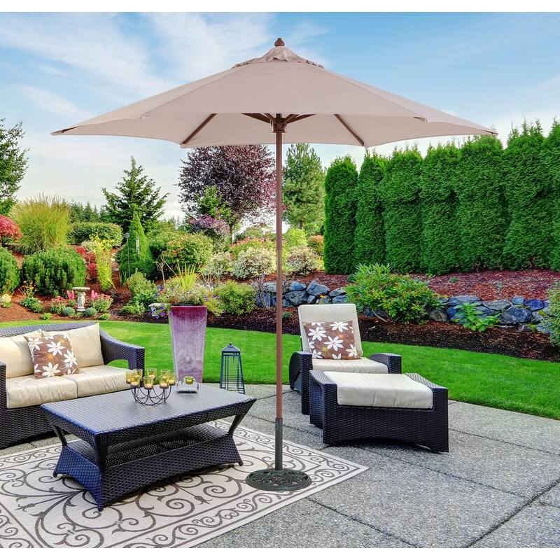 TropiShade 9' Wood Market Umbrella with Rust Cover - Overstock - 6534768