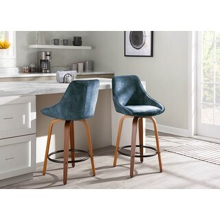 Carson Carrington Alba Velvet Counter Stool with Black Round Footrest (Set of 2) - Bed Bath ...