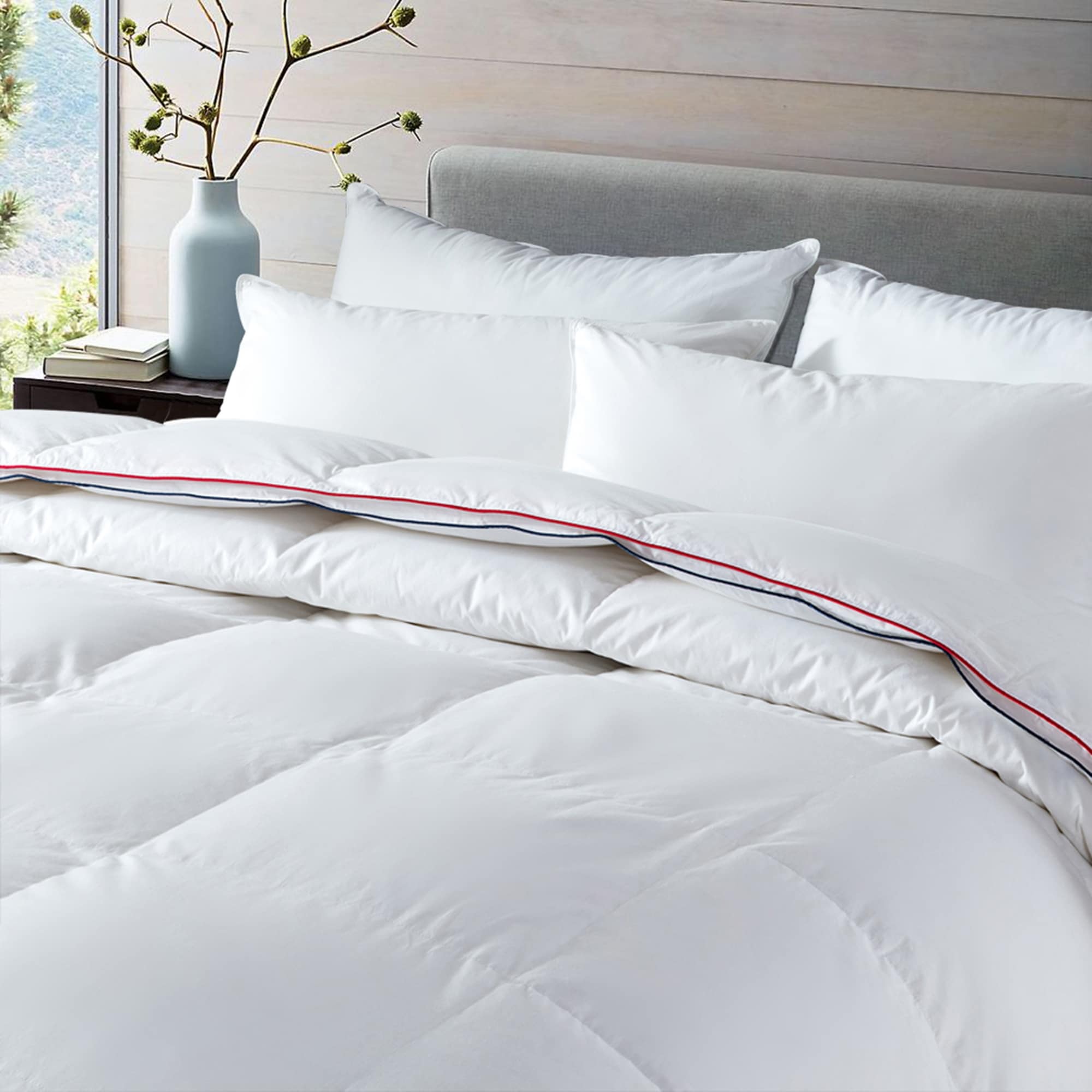 piped white bedding