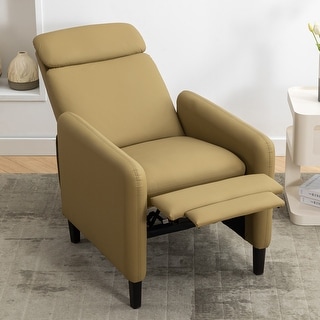 Single Reading Sofa Chair Adjustable Recliners PU Armchair, Mustard ...