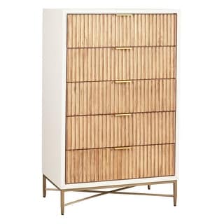 Chest with 5 Corrugated Panel Drawers and Metal Base, White - Bed Bath ...