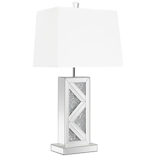 Carmen 32-inch Tapered Shade Mirrored Table Lamp Silver - Bed Bath ...