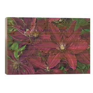 Deep Pink Clematis Print On Wood by Nicola Mountney - Multi-Color - Bed ...