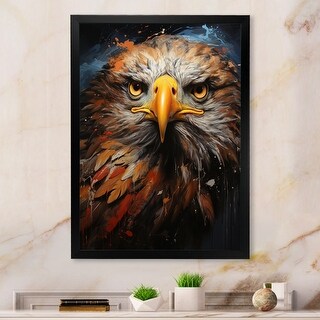 Designart "Animal Copper Eagle Drips I" Animals Eagle Framed Wall Decor ...