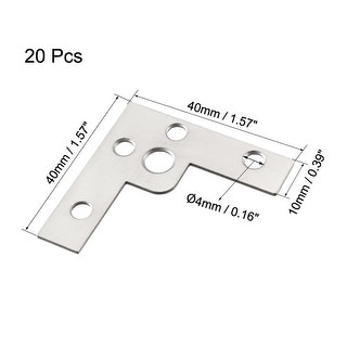 Flat Angle Bracket Plate L Shape Repair Brace, 40mmx40mm Silver Tone ...