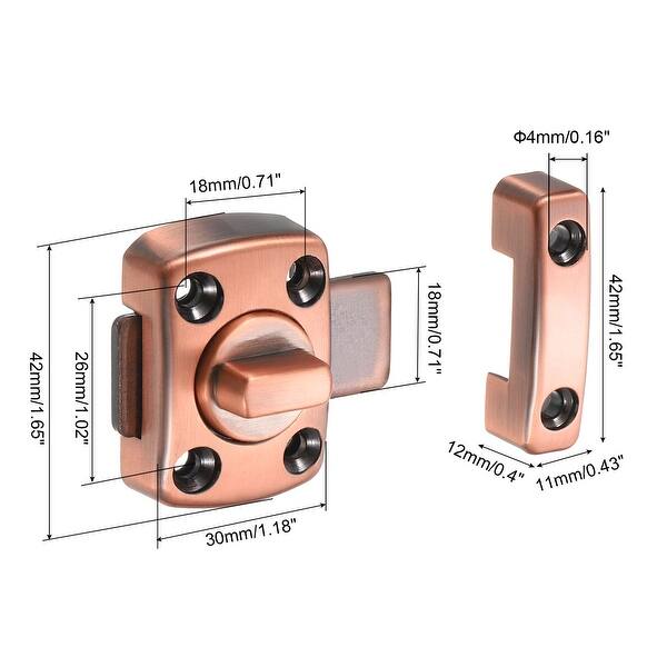 Rotate Bolt Latch, Door Lock Gate Latches Nail-free, 1.7x1.2", 2Pcs - 1 ...