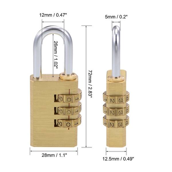 3-Digit Combination Padlock Brass Locks 5mm Shackle Diameter - Bed Bath ...