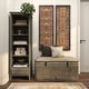 Gray Metal Galvanized Storage Bench with Cream Upholstered Burlap Top ...