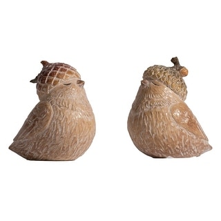 Set of 6 Bird with Acorn Hat Fall Harvest Tabletop Figurines 3" - Bed ...