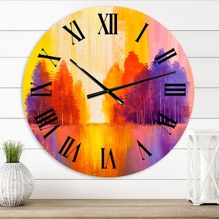 Designart 'Autumn Colored Forest Treescape XVI' Farmhouse wall clock ...