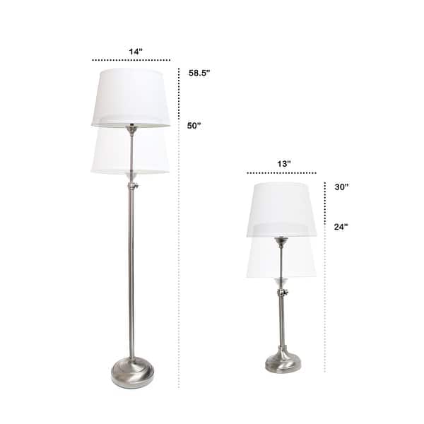 Lalia Home Extendable 3 Piece Lamp Set (2 Table Lamps, 1 Floor Lamp ...