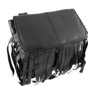 Black Leather Fringe Biker Ride Bag Belt Loop Purse - Bed Bath & Beyond ...