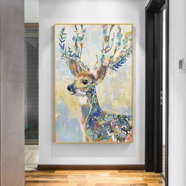 Rainbow Deer In Gold Frame Artwork - Multi-Color - Bed Bath & Beyond ...
