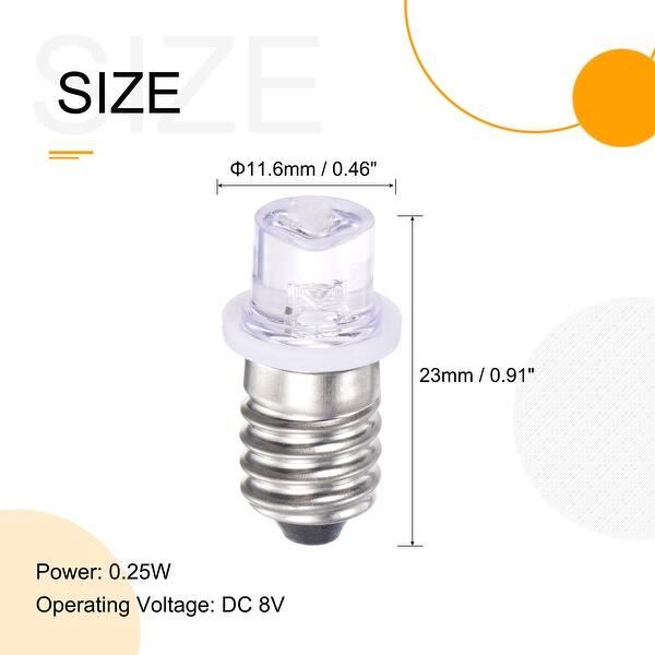 10Pcs E10 Screw Base LED Bulb DC8V 0.25W Hollow Head Mini Lights w Box ...