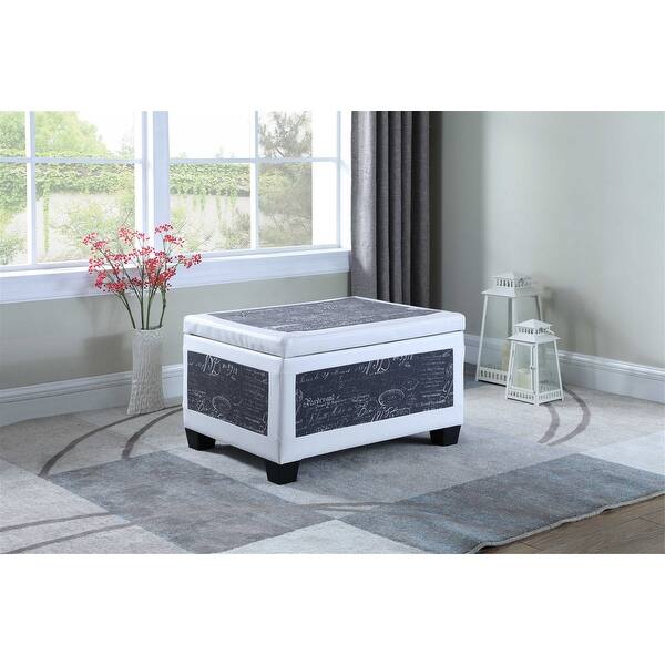 19 Inch Tall Bonded Leather Storage Ottoman with 2 Seating - Bed Bath ...