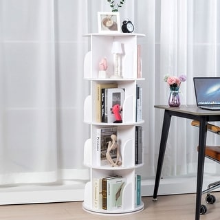 4 Tier 360 Display Rotating Bookshelf Corner Wood Bookshelf Organizer ...