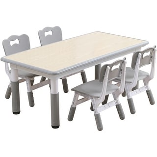 YUKOOL Kids Table and Chair Set - Adjustable Height, HDPE Material ...