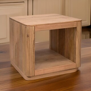 Gena Side End Table, 27 Inch Top with Bottom Shelf, Brown Solid Mango ...