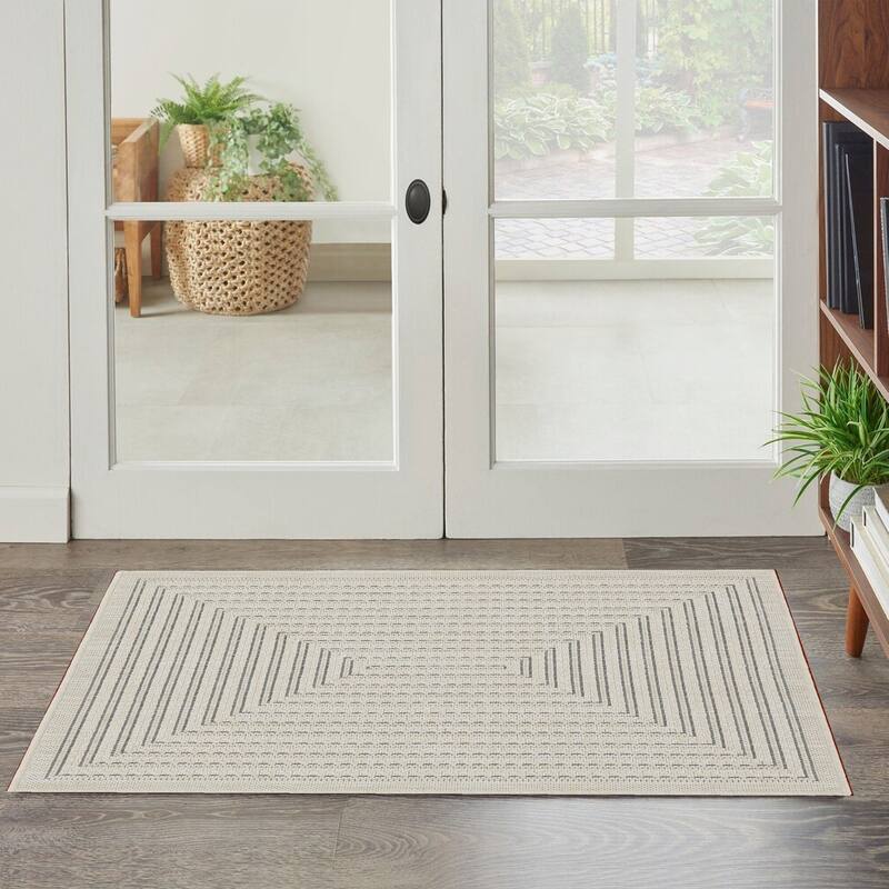 Indoor/Outdoor Area Rug/ Runner/ Doormat- Natural & Black & Red & Ivory ...