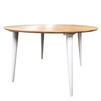 BADI Solid Wood Round Dining Table - Natural OAK/White - Bed Bath ...