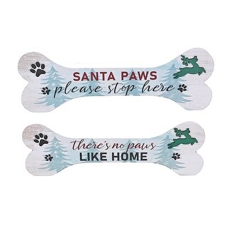 Christmas Bone Shape Holiday Paws Sign - Set of 2 - Bed Bath & Beyond ...