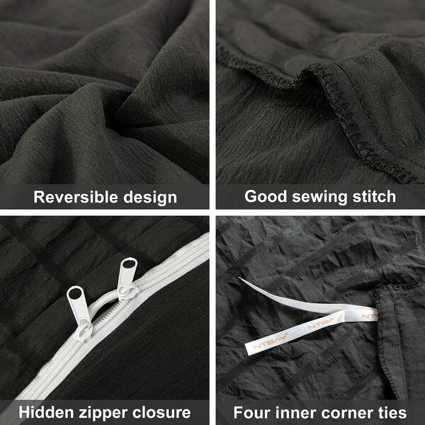Textured Duvet Cover Set with Hidden Zipper Closure and Corner Ties ...