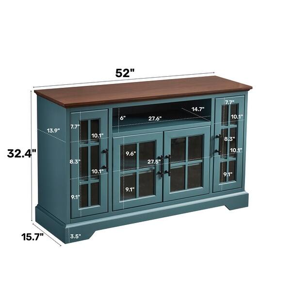 52'' Traditional Style Storage Sideboard Buffet with Four tempered ...