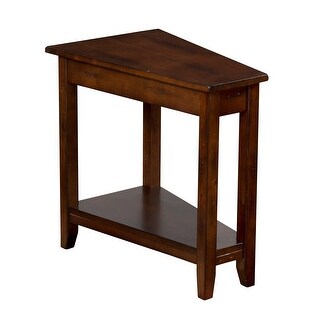 Odel Chairside Table with Shelf, 24 Inch Angled Dark Brown Mahogany ...