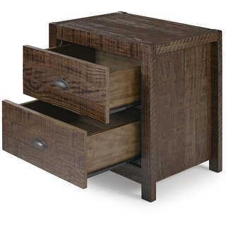 Rectangle Nightstand with Two Drawers Bedside Table Solid Wood Coffee ...