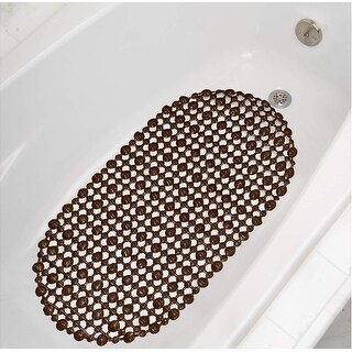 Brown Vinyl Non-Slip Bathtub Shower Mat With Suction Cups -27" x15 ...