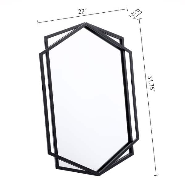 Black Metal Hexagon Frame Wall Accent Mirror, Bathroom Wall Mirror - 31 ...