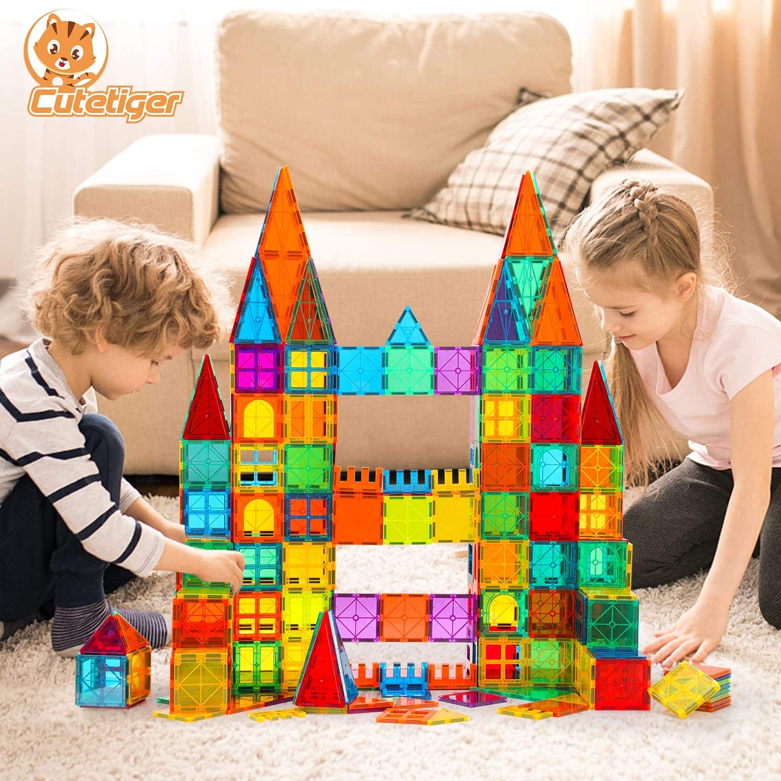 Mangetic Tiles, 100PCS Magnet Building Toys, Magnetic Building Set for Kids, Stacking Blocks ...